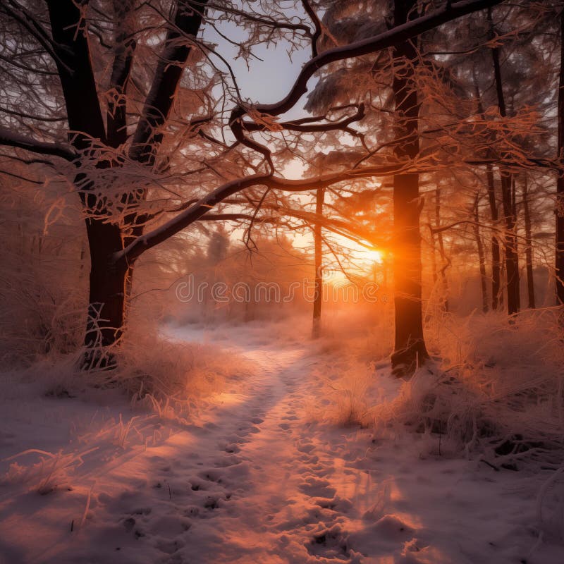 Winter Forest with Sun Rays Stock Photo - Image of morning, shiny ...