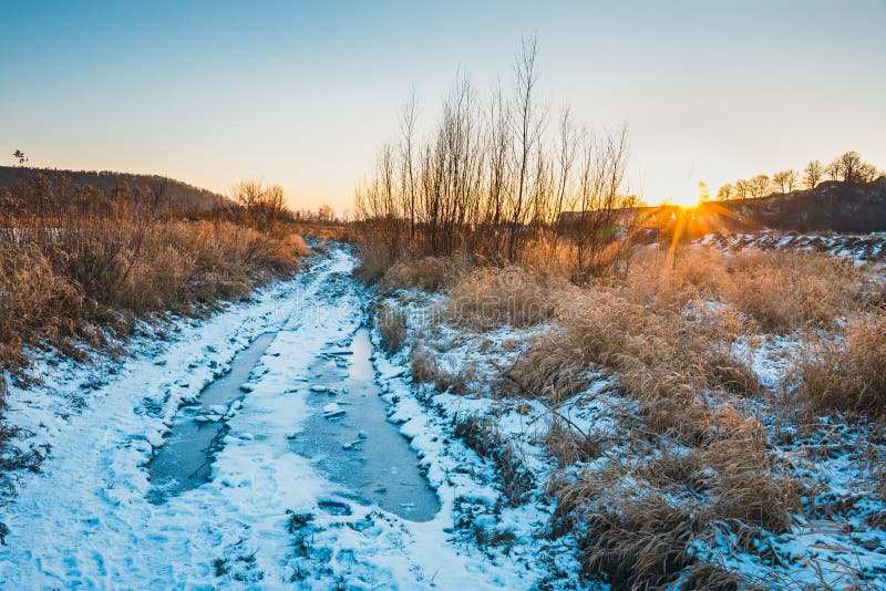 Winter Snow Covered Fir Trees on Mountainside on Blue Sky Backgr Stock ...