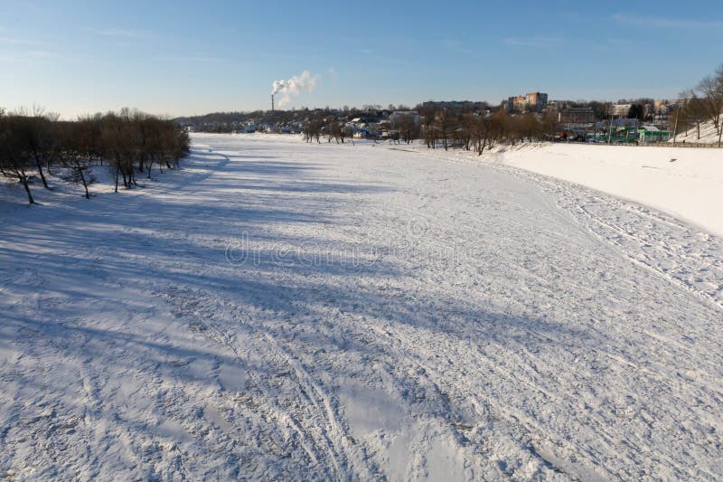 Snow, Ice, and Sunlight Adorn the Wintry Landscape. Stock Photo - Image ...