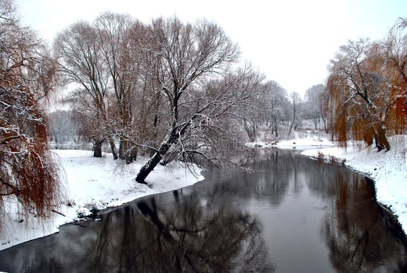 The Winter landscape. stock photo. Image of nature, water - 33970524