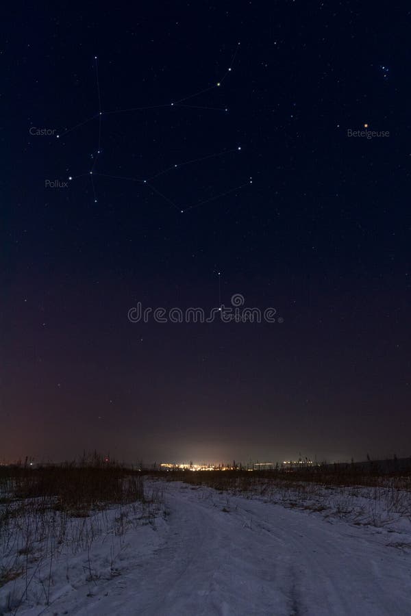 Starry Sky. Constellation Gemini Stock Image - Image of cloud, snow ...