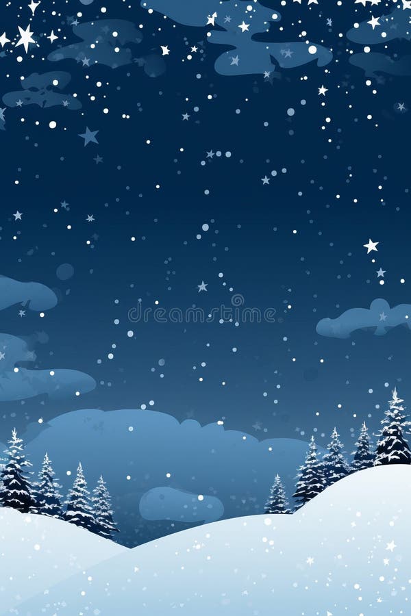 Winter Landscape with Snow and Stars Vector Illustration Stock ...