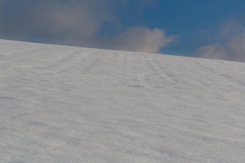 Winter Landscape Snowfield with Snow, Clouds and Blue Sky Stock Image ...