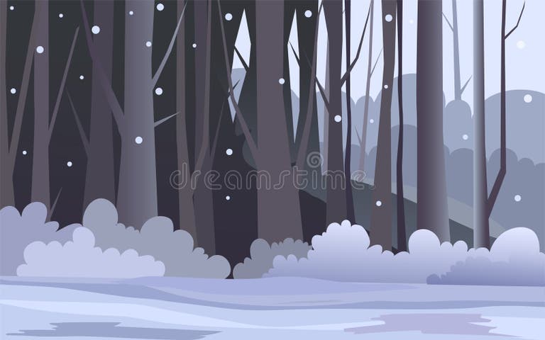 Winter Landscape with Snowy Forest, Vector Illustration. Stock Vector ...