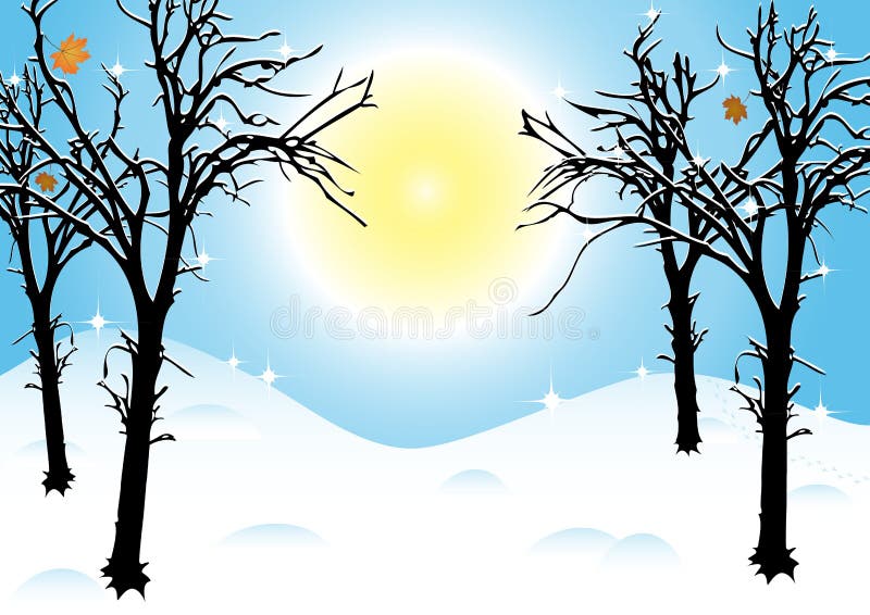 Winter Landscape in Sunny Freezy Day Stock Vector - Illustration of ...