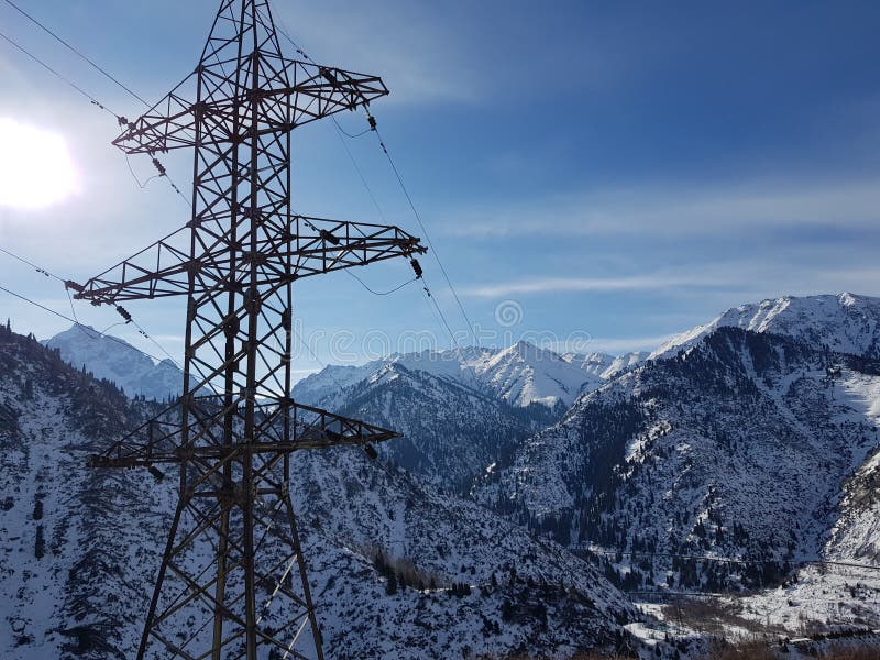 Power Lines in the Mountains. Stock Image - Image of walk, mountain ...