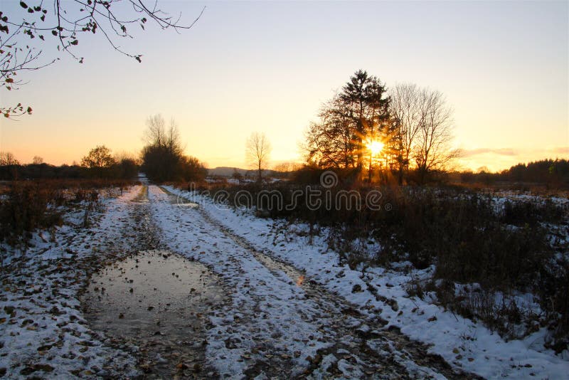 Winter Landscape in the Terrain Stock Photo - Image of road, november ...