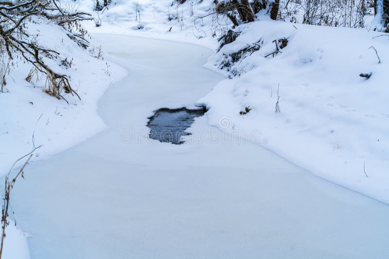 Winter Landscape with a Thaw in the River Stock Image - Image of ...