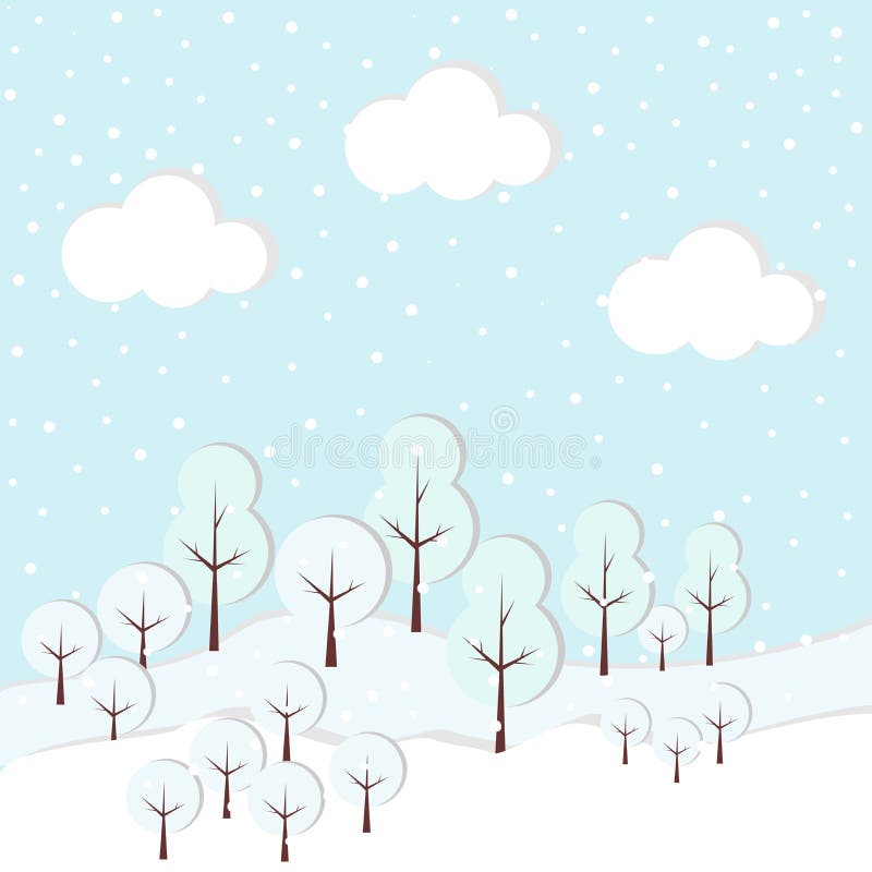 Vector Illustration of Cardboard Paper Forest with Trees in Snow. Stock ...