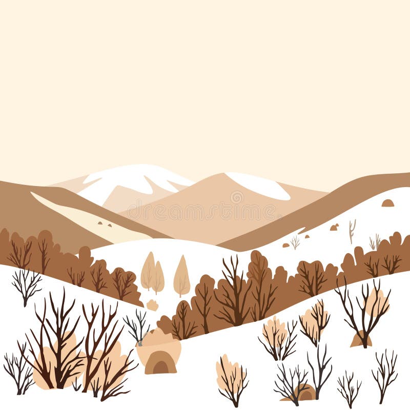 Winter Landscape. Vector Illustration in Warm Earthy Colors Stock ...