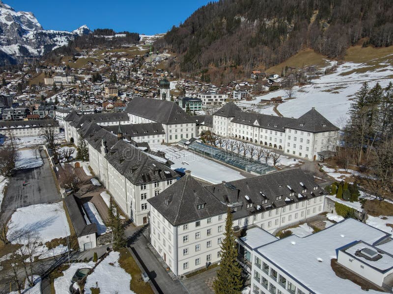 Winter Landscape View at the Monastery of Engelberg in the Swiss Alps ...