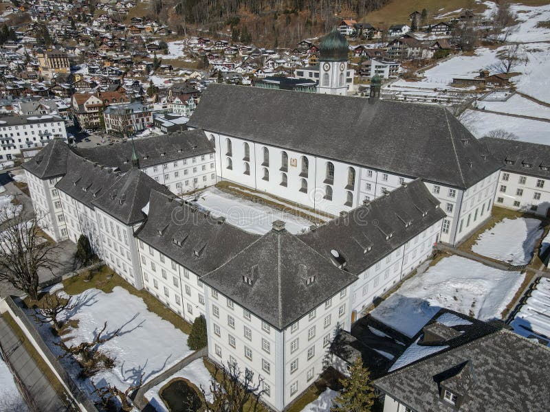 Winter Landscape View at the Monastery of Engelberg in the Swiss Alps ...