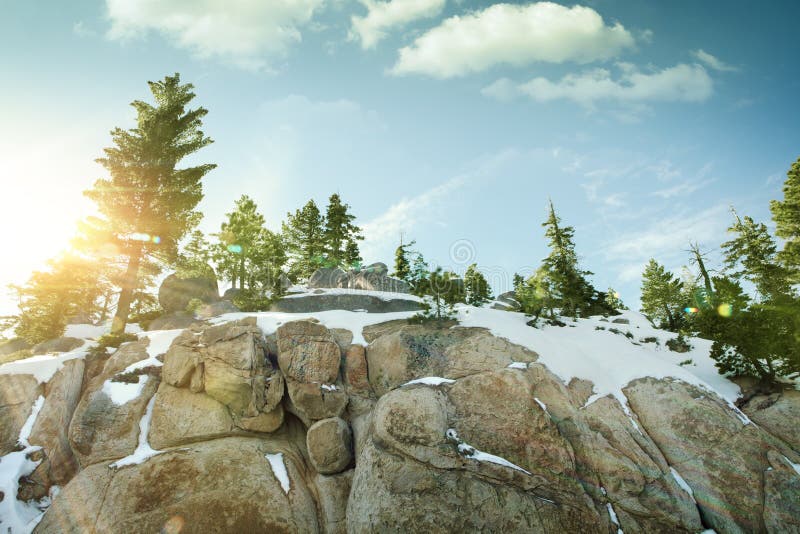 Winter landscape stock image. Image of rock, hiking, snow - 41293299