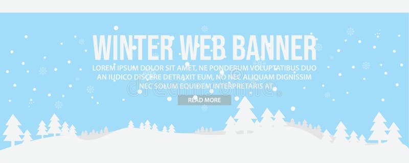 Winter Landscape Web Banner Template Design Stock Vector - Illustration ...