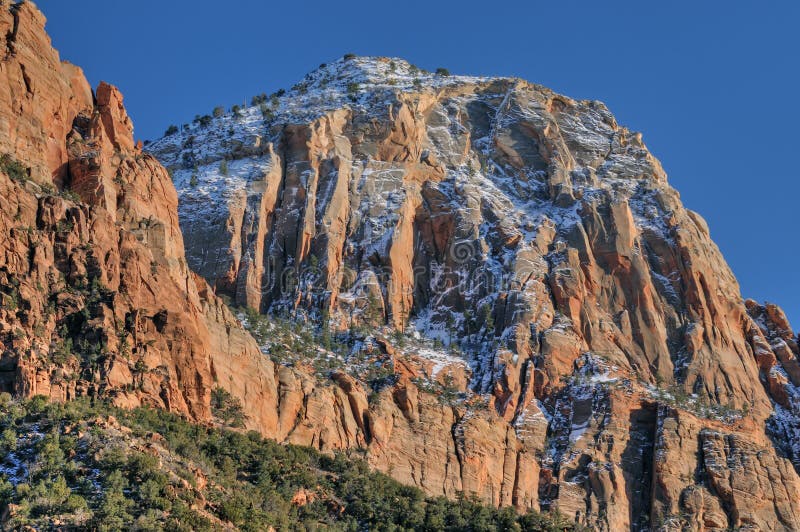 Winter Landscape Zion National Park Stock Image - Image of cliff ...