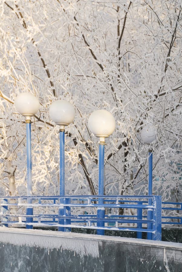 Winter lantern stock image. Image of cold, weather, lamp - 12392687
