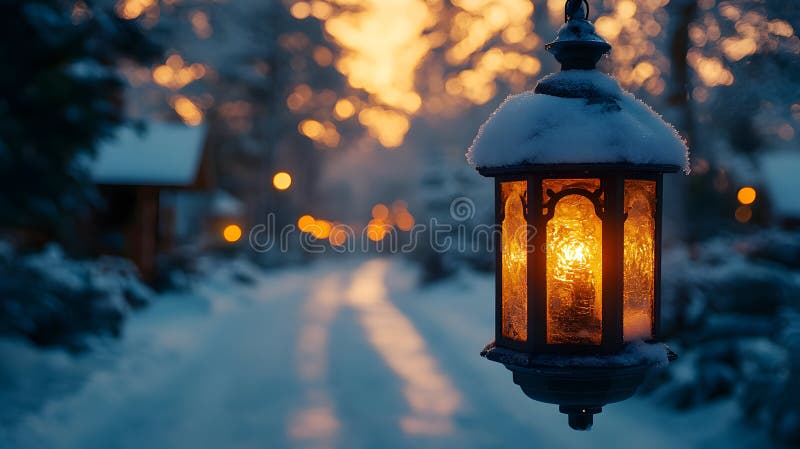 Winter Lantern in Snowy Forest - Illustration Stock Illustration ...