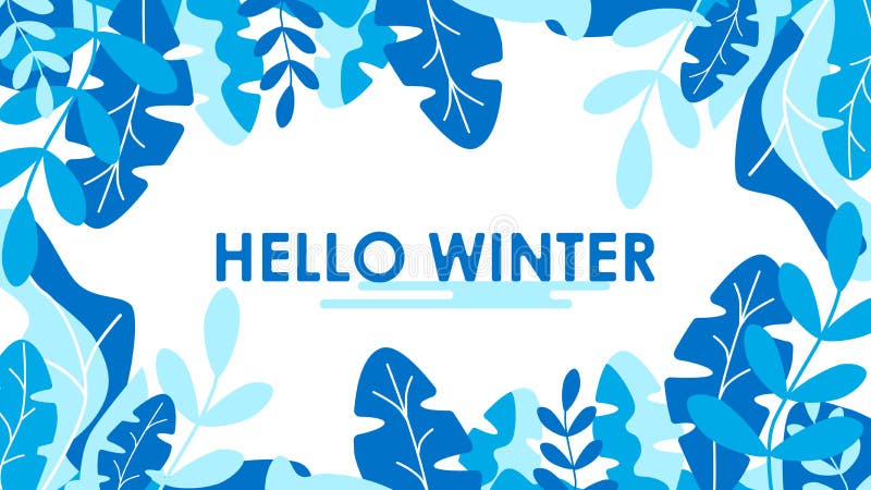 Winter Leaves Background Template Vector Illustration Flat Design Stock ...