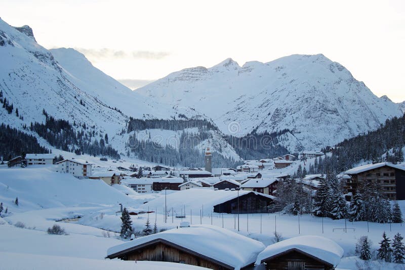 Winter at Lech, Austrian Alps Stock Image - Image of town, cosy: 166153651