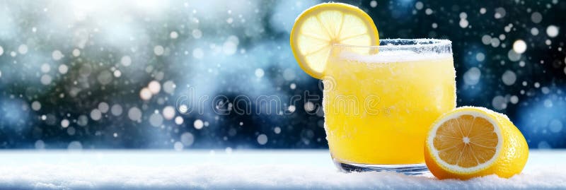 Winter Lemon Drink Refreshing Lemonade Icy Cold Winter Scene Citrus ...