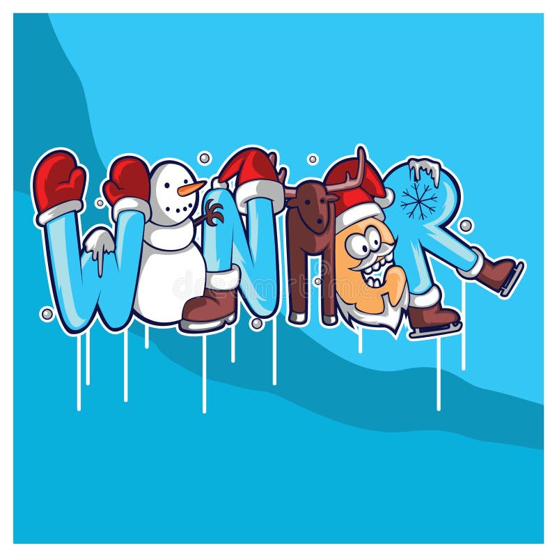 Winter Lettering Design. Vector Illustration Decorative Design Stock ...