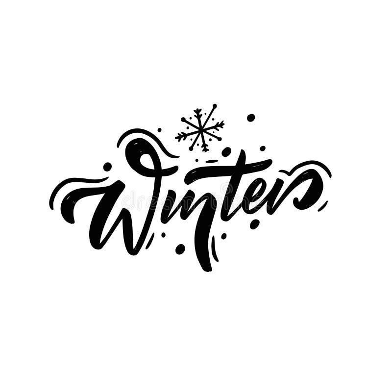Calligraphy Winter Holiday Lettering Collection Set. Hand Drawn Vector ...