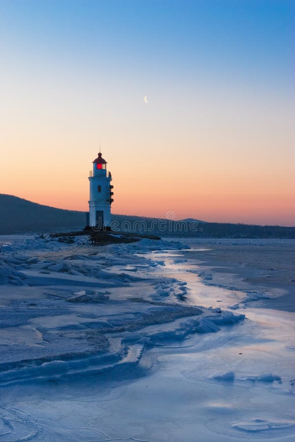 Winter lighthouse 2 stock image. Image of nautical, morning - 7815903