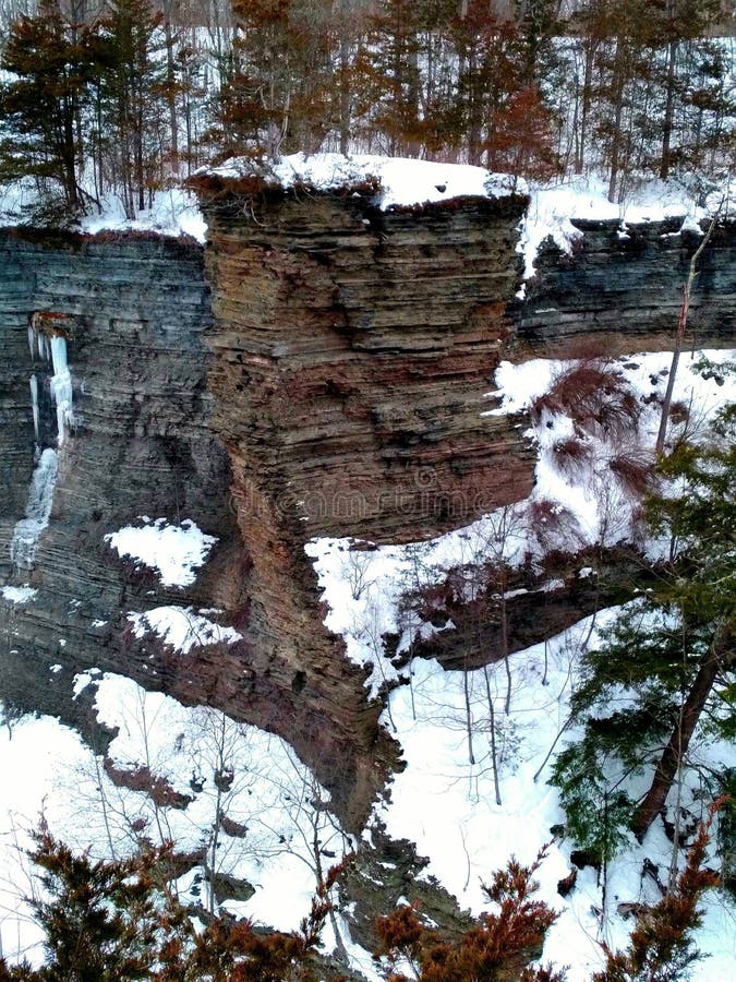 Winter limestone towers stock image. Image of water - 345353809