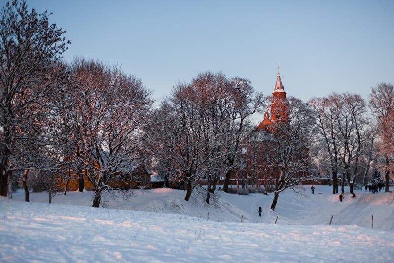 Winter in Lithuania stock photo. Image of xmas, dusk - 27428316