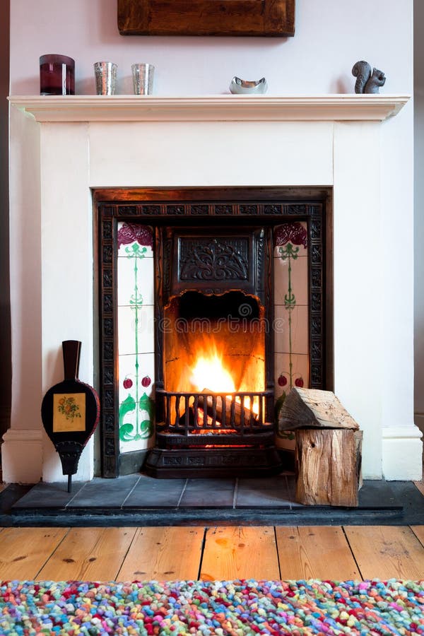 Winter Living Room Fire stock image. Image of living - 22638291