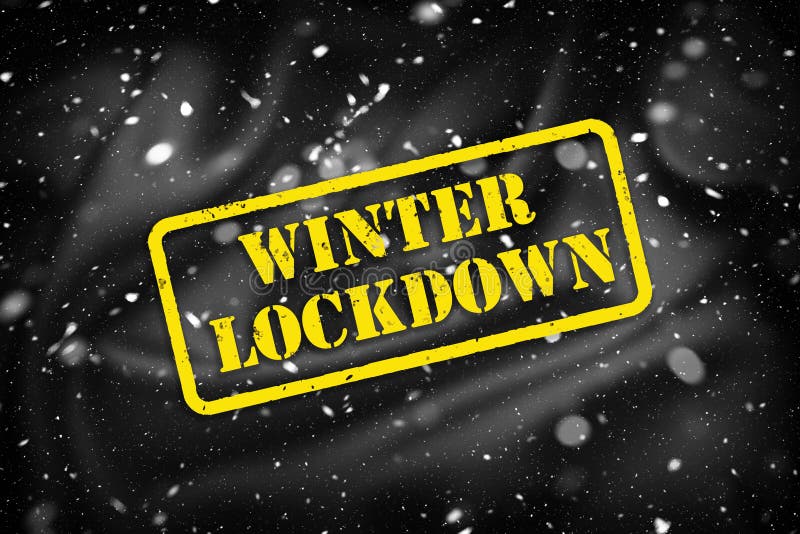 Winter Lockdown Text on Snowy Abstract Background Stock Illustration ...