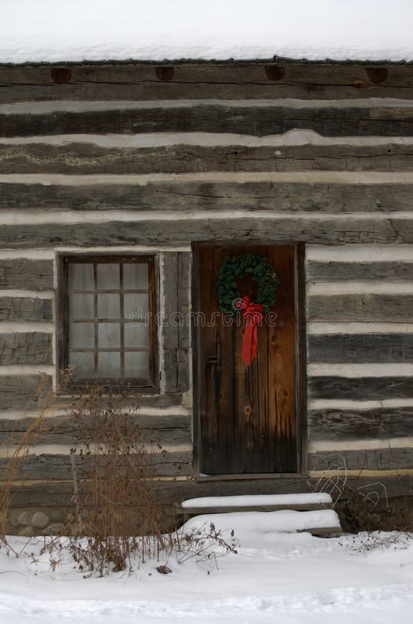 Winter log cabin stock image. Image of building, history - 36638041