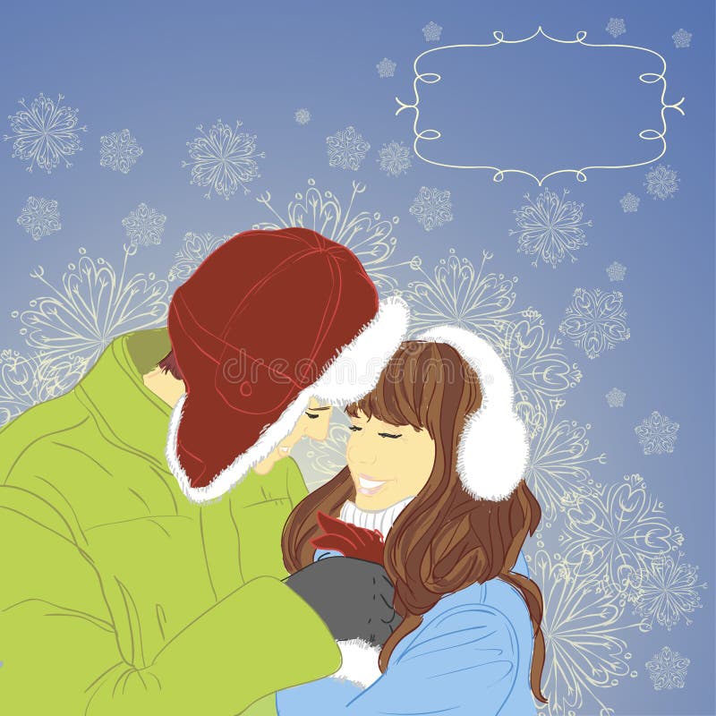Cute Winter Illustration Cute Boy and Girl Stock Vector - Illustration ...
