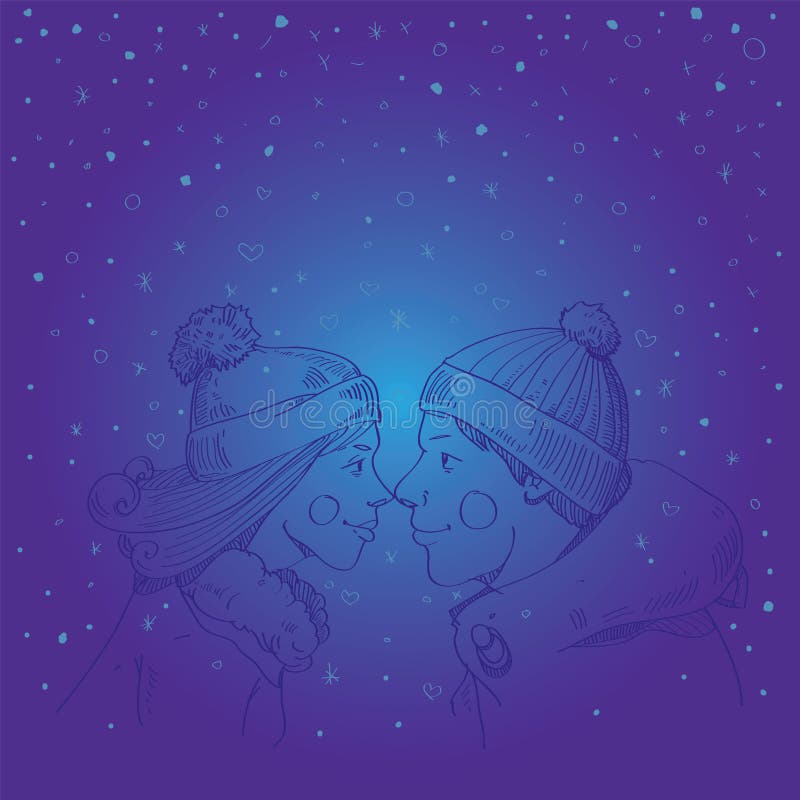 Winter Love stock vector. Illustration of jacket, couple - 27336204