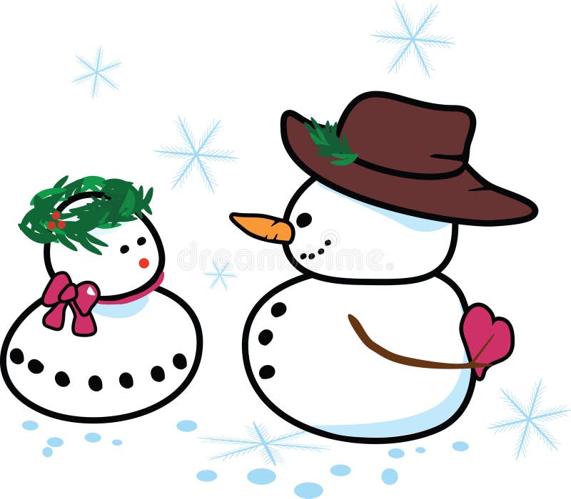 Cartoon Mouse in a Knitted Cap and Snowman Stock Vector - Illustration ...