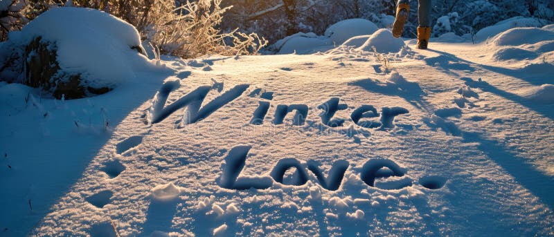 Winter Love Tracing Footprints in a Romantic Snow Stroll Stock Illustration - Illustration of ...