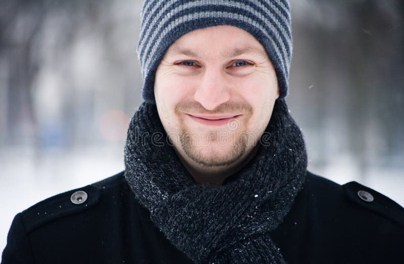 Winter male portrait stock photo. Image of pleasure, shawl - 12858668