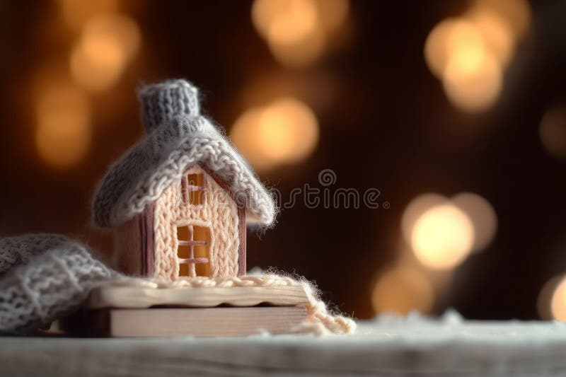 Winter Miniature Wooden House Space. Generate Ai Stock Illustration ...