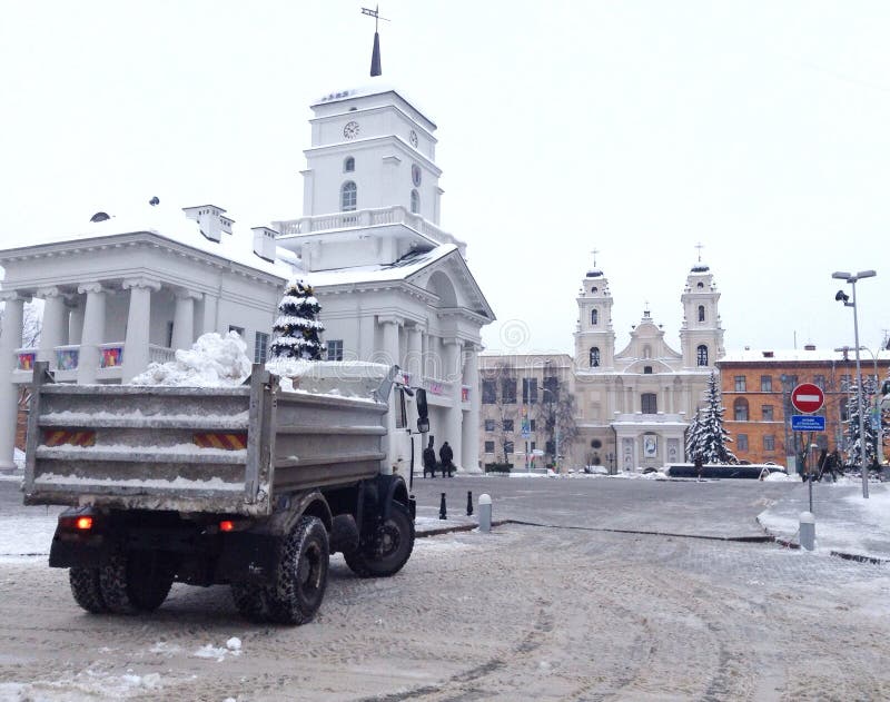 Winter in Minsk, Belarus stock image. Image of full, dump - 65256209