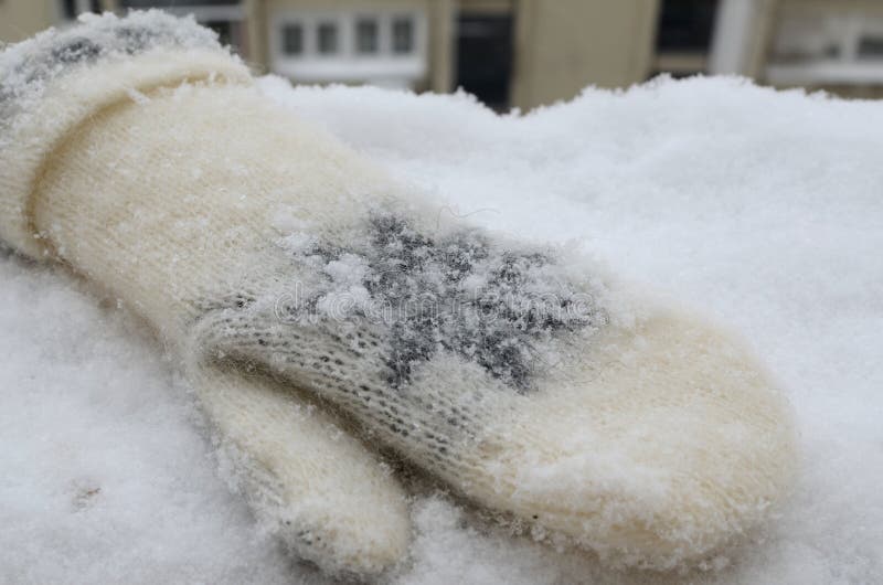 Winter Mitten on Snow stock image. Image of outside, design - 84754225