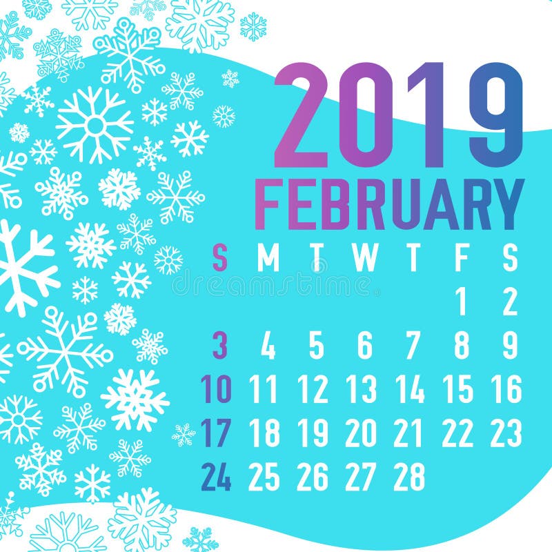 2019 Winter Months Calendar Template Stock Illustration - Illustration ...