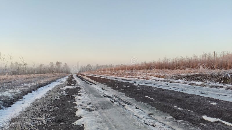 Winter morning field stock image. Image of winter, track - 182800155