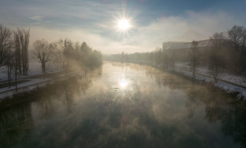 Winter morning view stock photo. Image of lowlight, water - 29153996