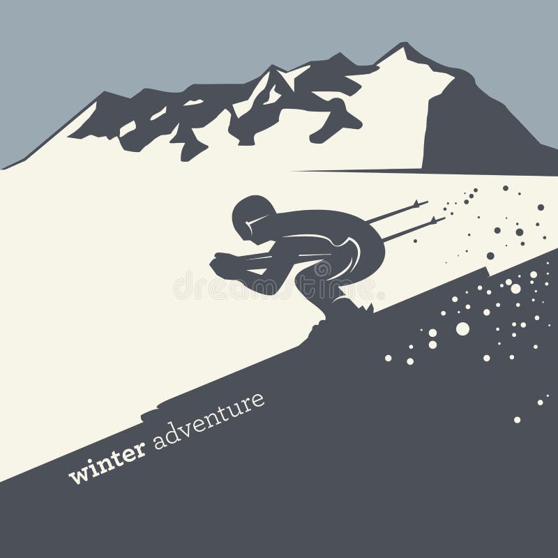 Winter Mountain Adventure Background Stock Illustration - Illustration ...