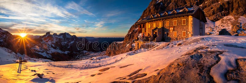 Winter mountain hut stock image. Image of alpine, austria - 34976473