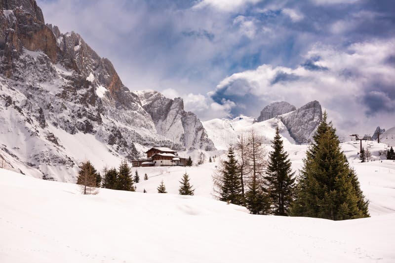 Winter Mountain Landscape in Dolomite Alps, Italy Stock Photo - Image ...
