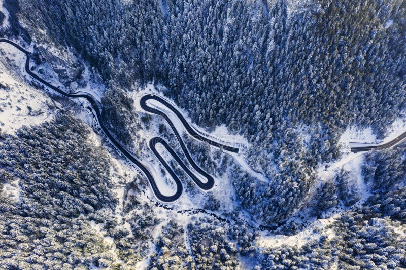 Winter Mountain Road from Above Stock Photo - Image of beautiful ...