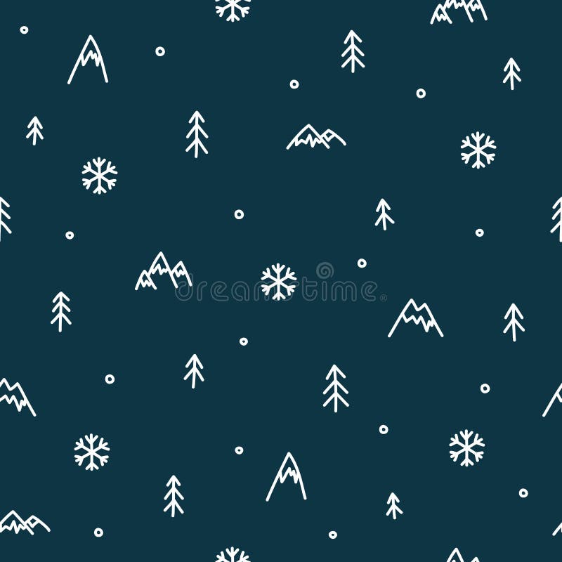 Winter Mountain Seamless Pattern Christmas Snow Concept Stock Vector ...