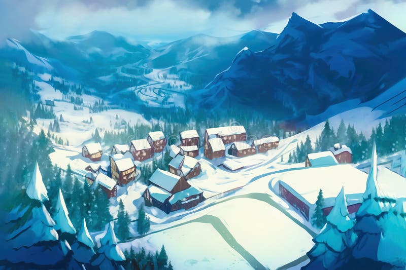 Winter in the Mountains. Created with Generative Artificial ...