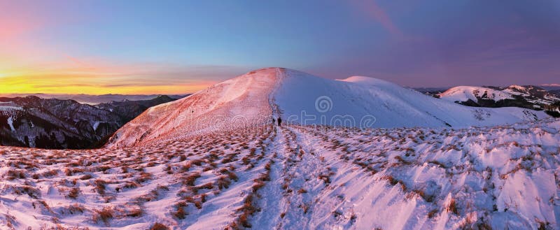 Winter Mountains Panorama Landscape at Sunset - Slovakia Stock Photo ...
